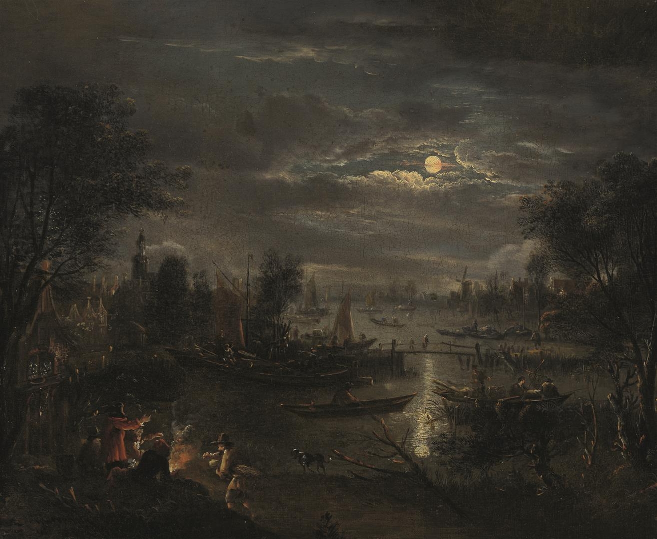 Aert Neer | A Moonlit River Landscape | MutualArt