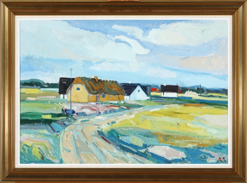 Aage Strand | Landscape with houses | MutualArt