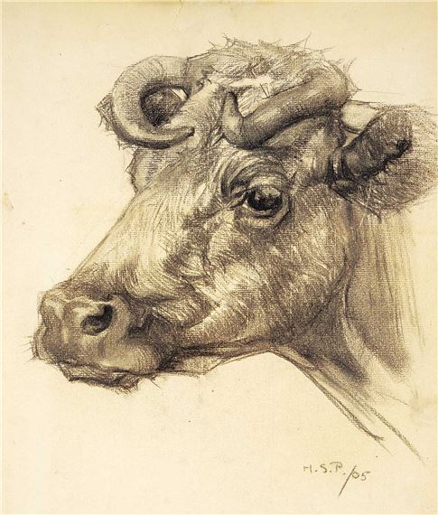 Herbert S. Palmer | Untitled - Profile of a Cow with Horns (1905 ...