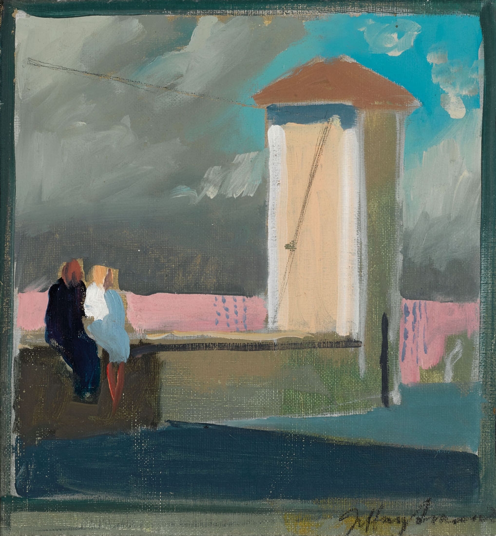 Jeffrey Smart | First Study for The Arrow Carriers (1978) | MutualArt