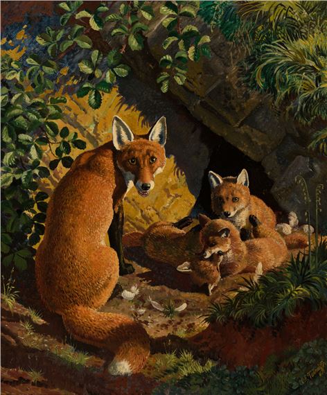 Charles Frederick Tunnicliffe | Fox Family, Mother & Cubs | MutualArt