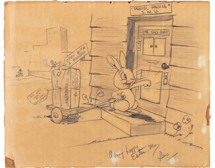 Walter Lantz | Oswald the Lucky Rabbit Gag Drawing (1934) | MutualArt