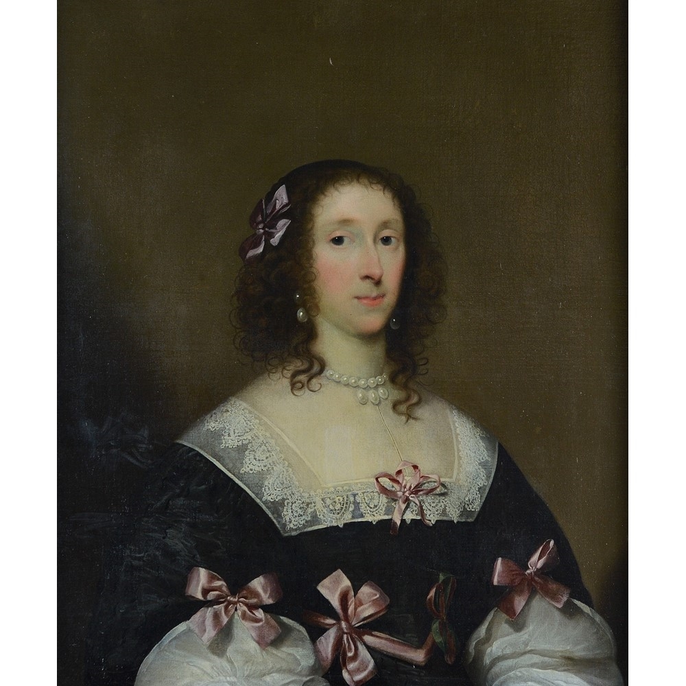 Cornelius Ceulen | Portrait of Elizabeth Penyston wearing a black dress ...