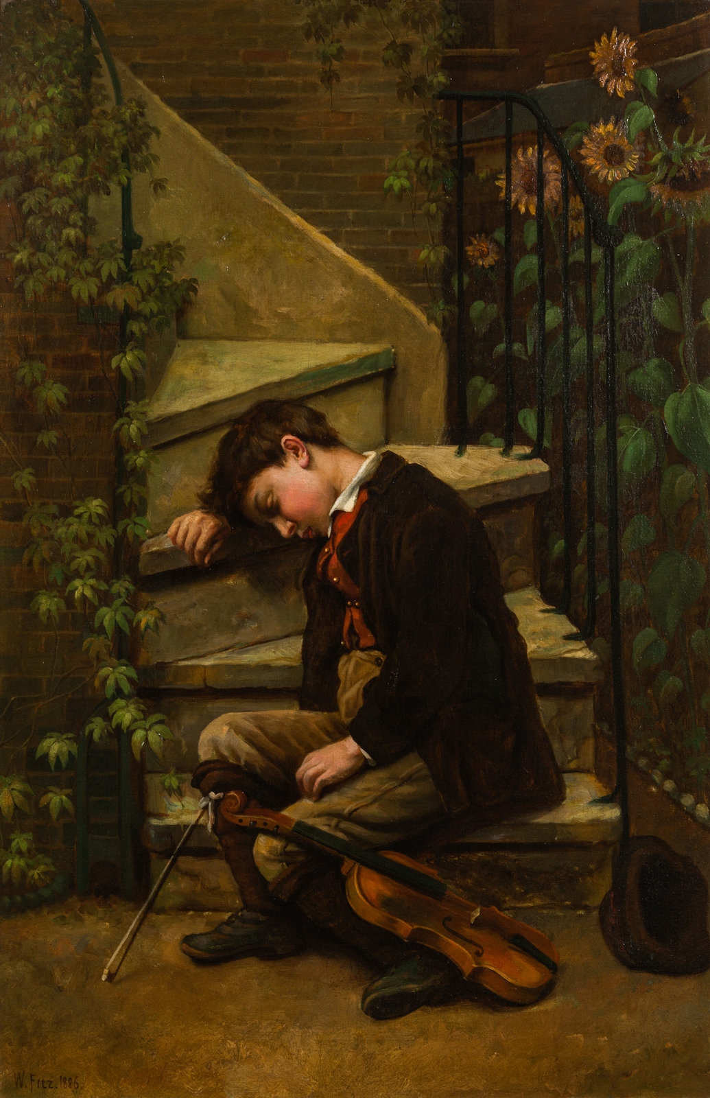 William Fitz | Boy with Violin (1886) | MutualArt