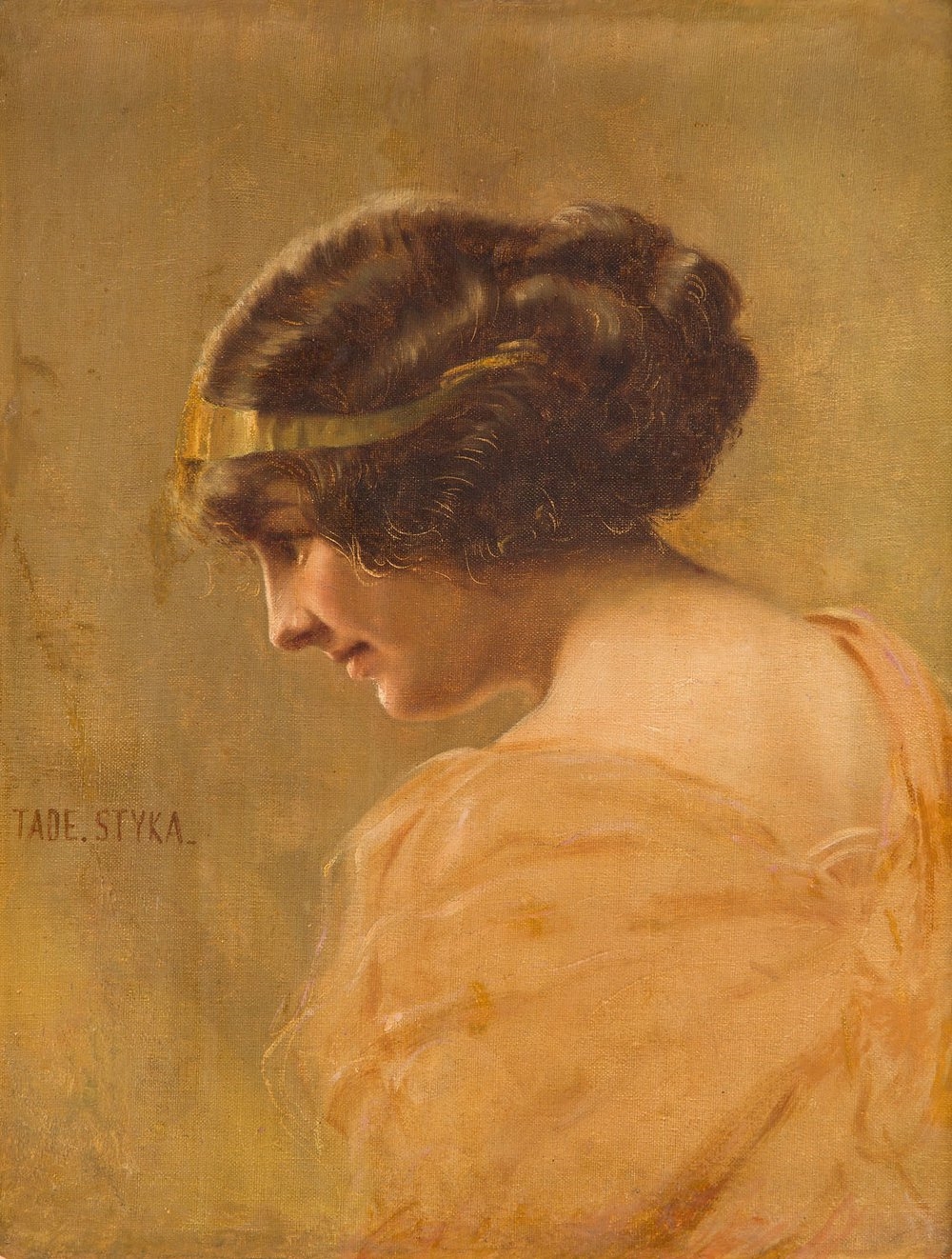 Tadé Styka | Portrait of a girl in the ancient type | MutualArt