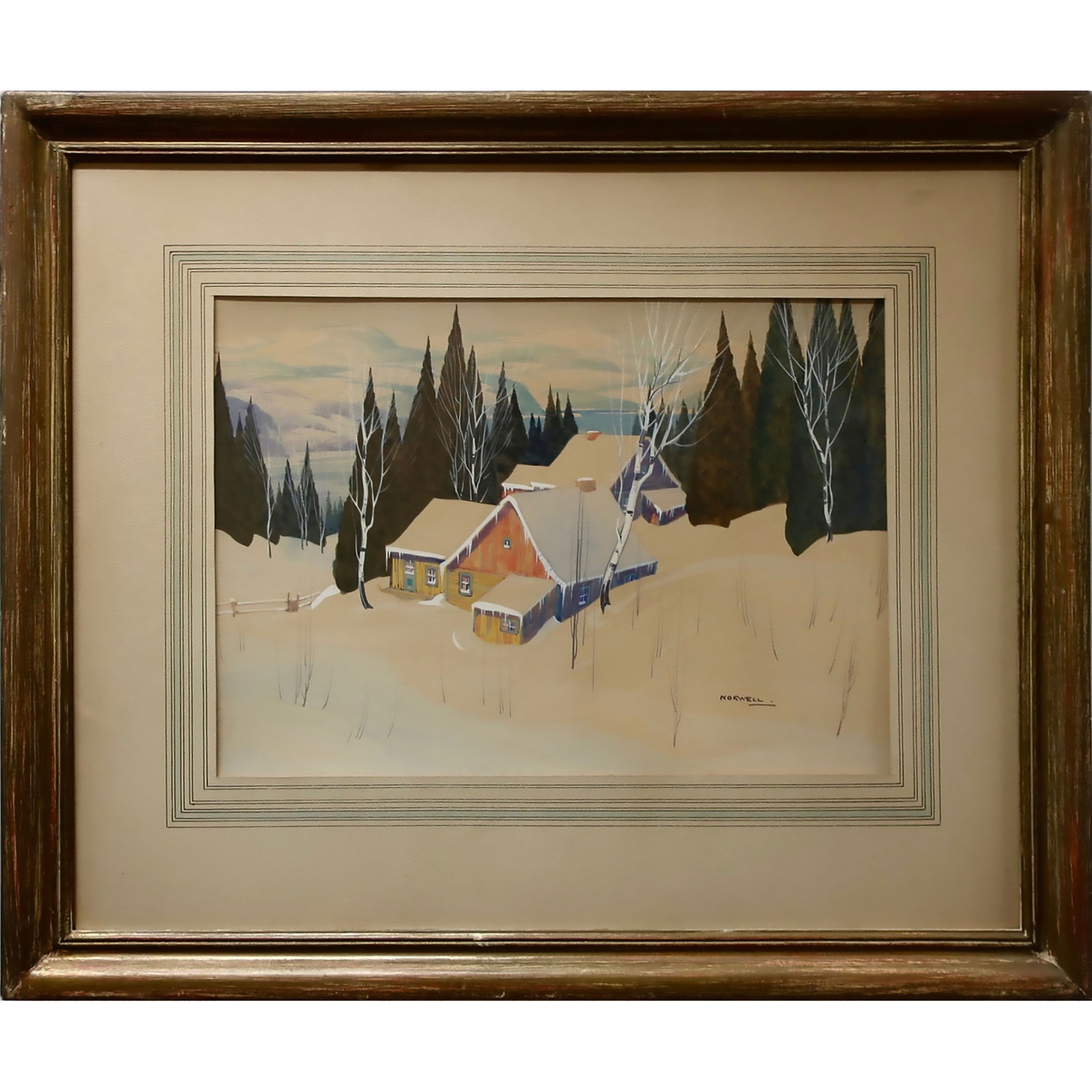 Graham Norwell | UNTITLED (CABINS IN WINTER - LAURENTIANS) | MutualArt