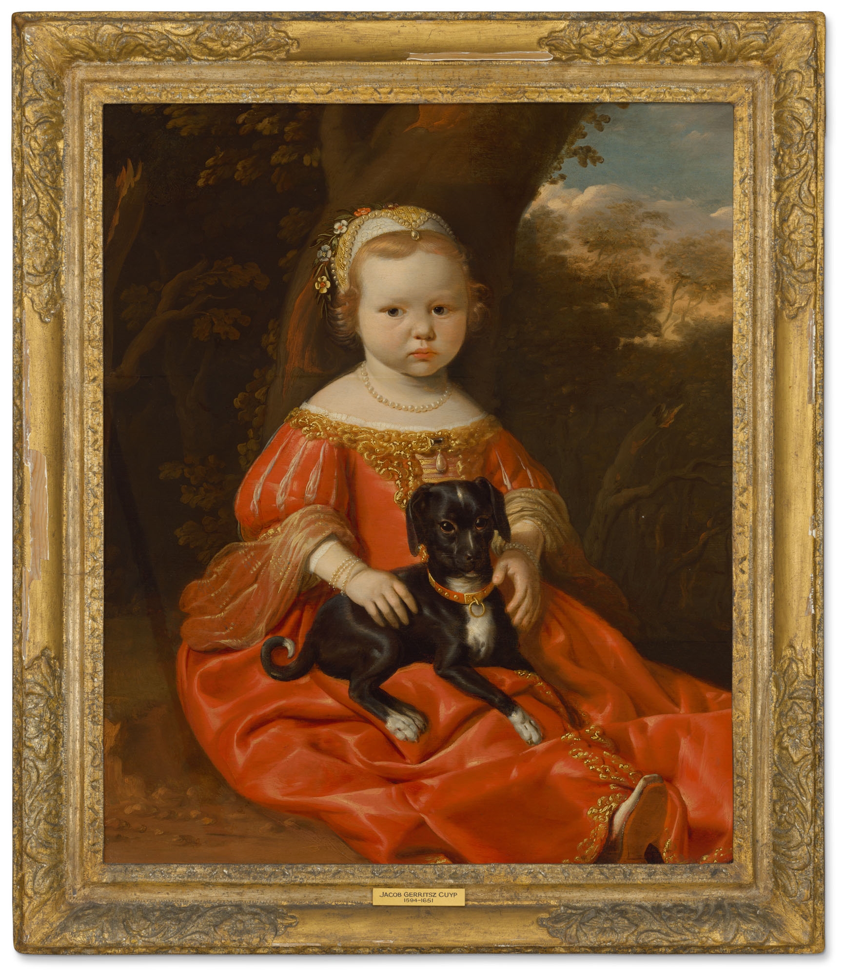 Jacob Gerritsz Cuyp | Portrait of a young girl in a red dress with her ...