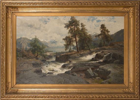 Edvard Bergh | Landskap med kor vid ett vattendrag | MutualArt