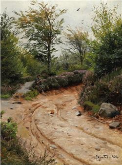 Peder Mork Monsted | Summer day at a forest lake (1901) | MutualArt