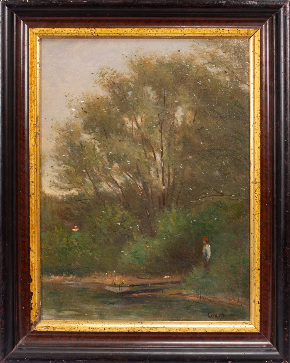 Jean Baptiste Camille Corot | FIGURE BY A POND | MutualArt