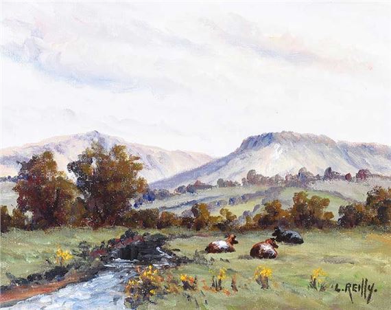 Reilly Liam | CATTLE RESTING BY A RIVER | MutualArt