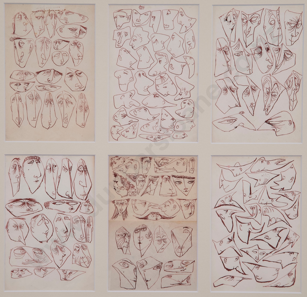 Russell Clark | Six works: Cartoon Faces | MutualArt