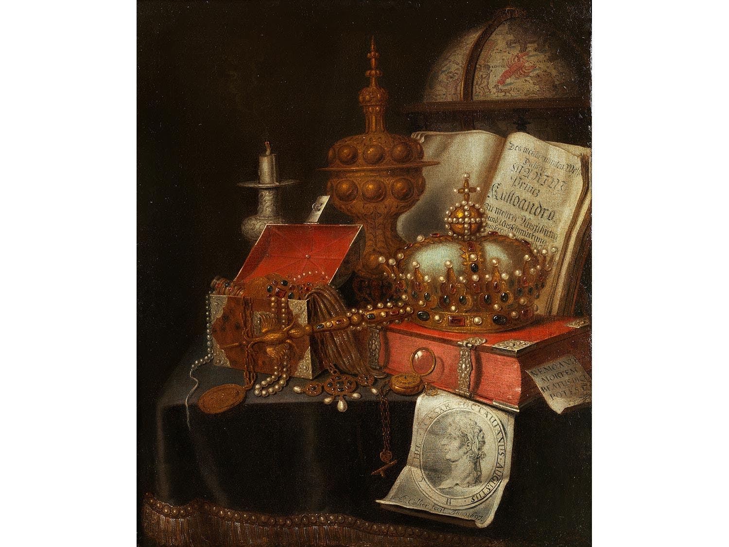 Edwaert Collier | VANITAS STILL LIFE WITH GOLD CROWN (1697) | MutualArt