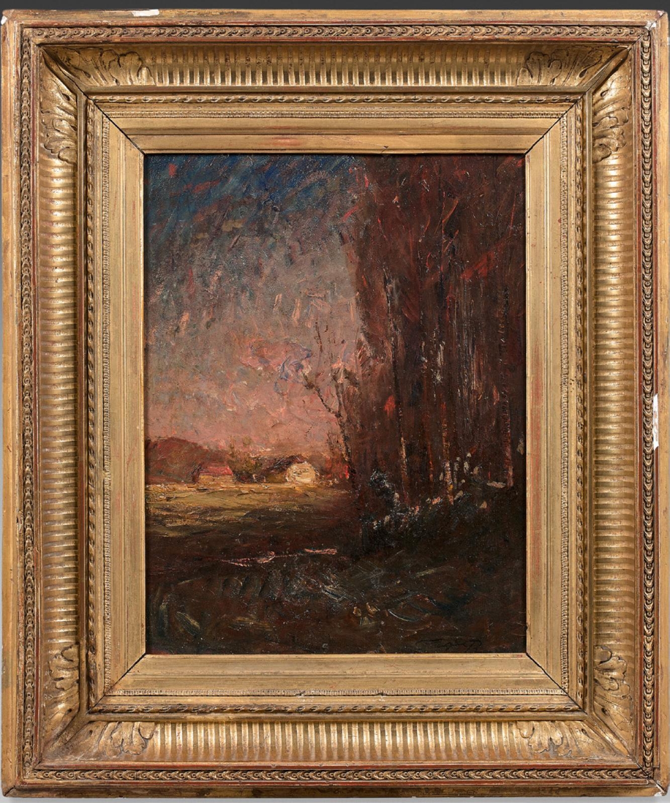 Francois-Auguste Ravier | Landscape with two thatched cottages | MutualArt