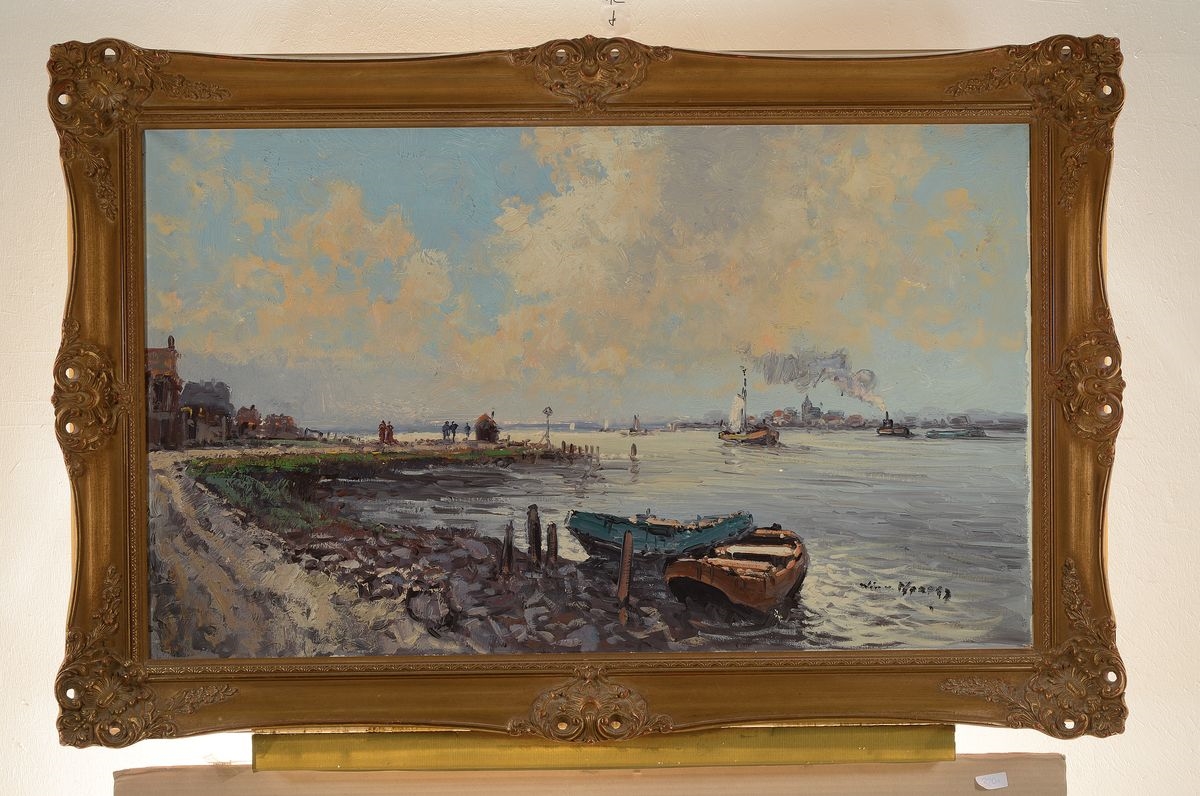 Wim Van Norden | fishing boats on the bank | MutualArt