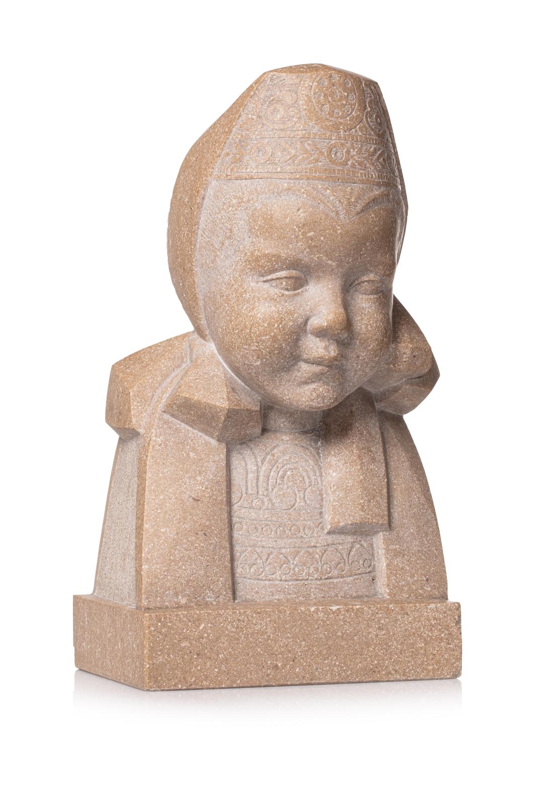 Emile Just Bachelet | Buste de jeune bretonne en pierre à taille ...