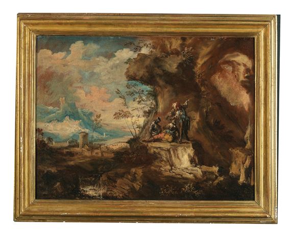 Antonio Maria‏ Marini | A rocky landscape with soldiers | MutualArt