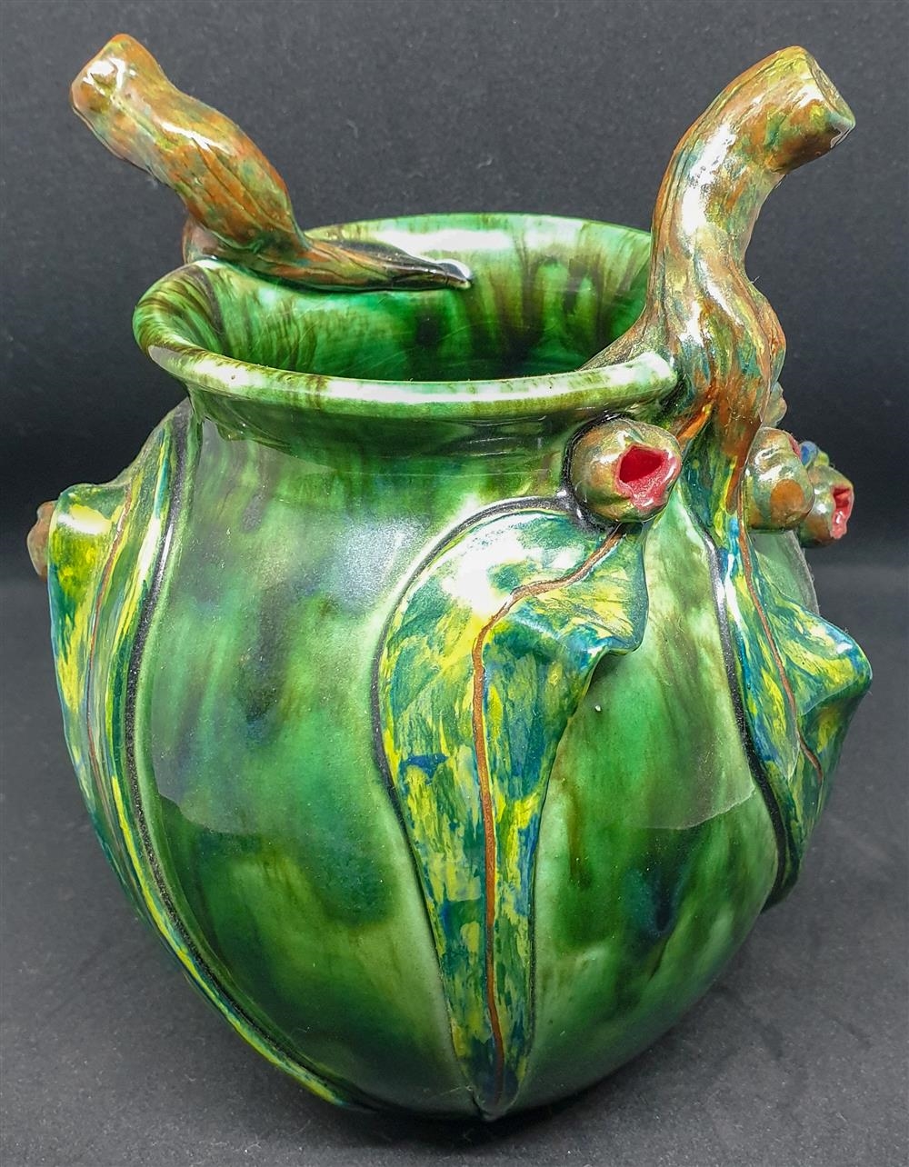 David Lyons | Harcourt Pottery vase (with twig handles, gum nuts and ...