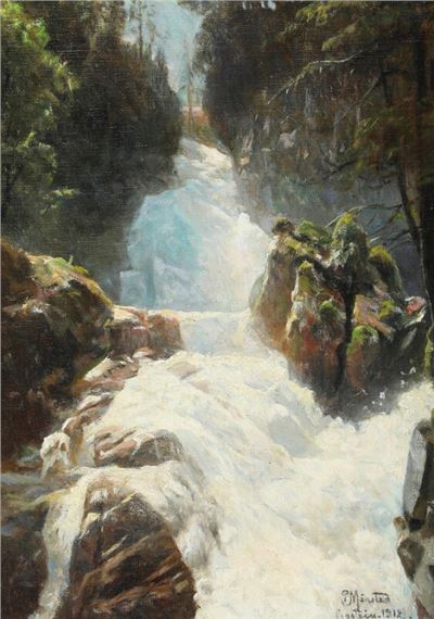 Peder Mork Monsted | Waterfall at Gastein (1912) | MutualArt