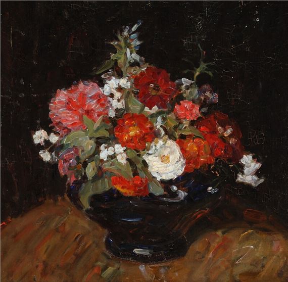 Ejnar Hansen | Still life with flowers in a vase (1919) | MutualArt