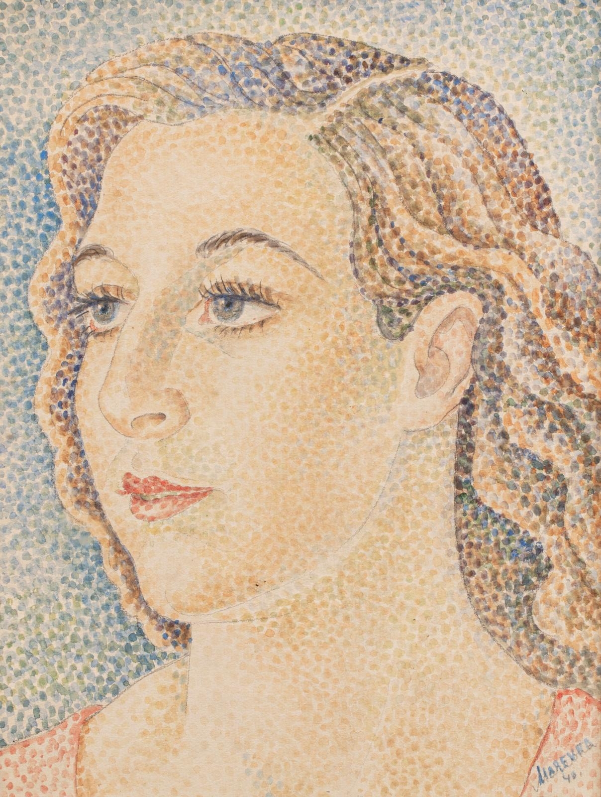 Marie Vorobieff Marevna | Portrait de jeune femme (1940) | MutualArt