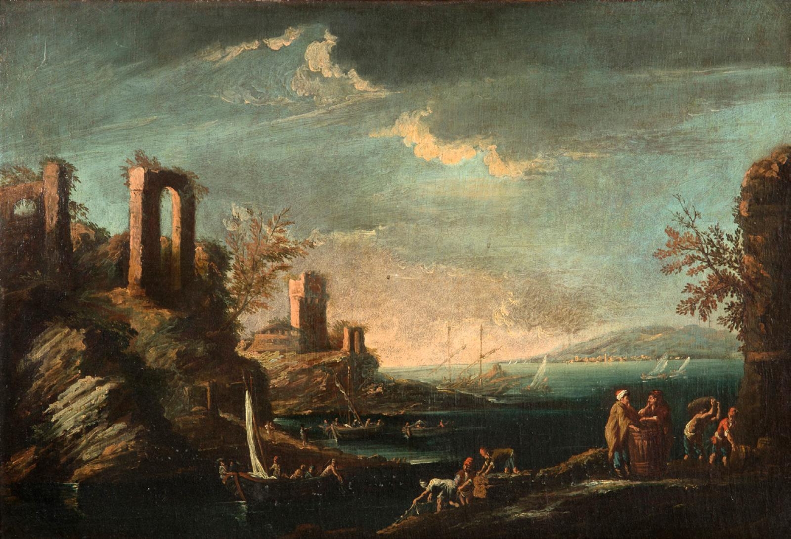 Giovanni Battista Cimaroli | Three river landscapes animated with ...