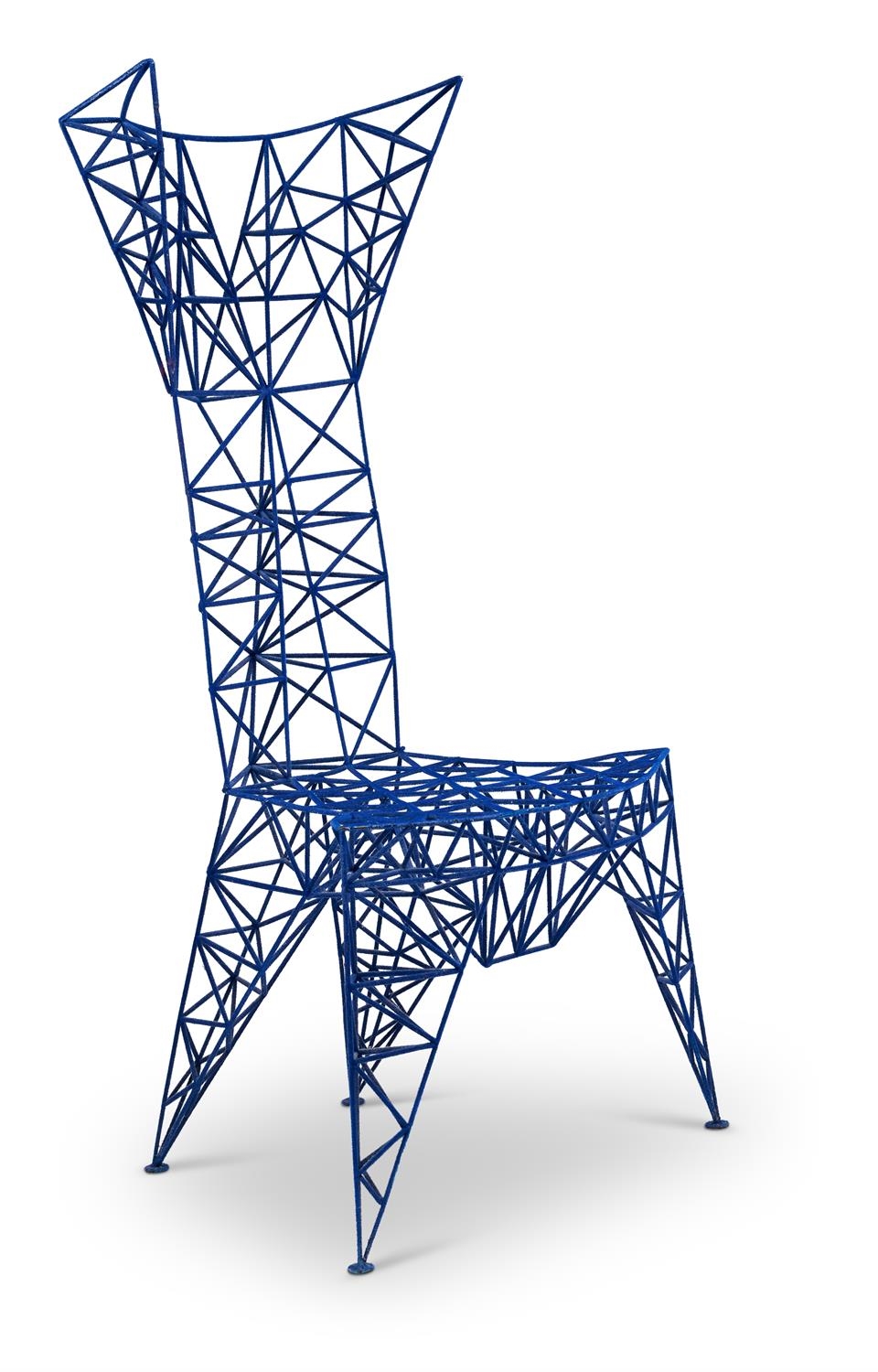 Tom Dixon | A BLUE FLOCK 'PYLON' CHAIR | MutualArt