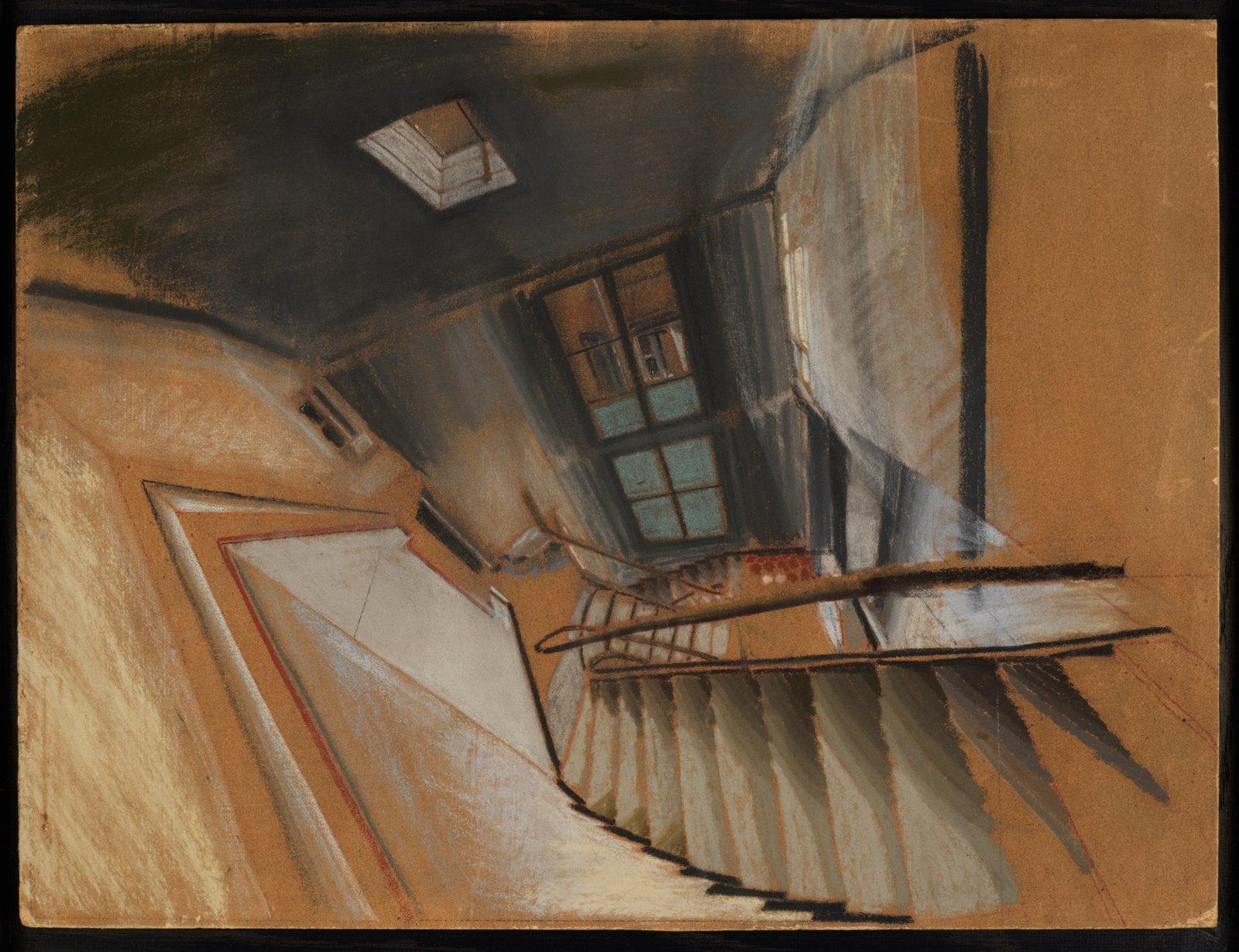 Sam Szafran | ESCALIER RUE DE SEINE (AUTOPORTRAIT) (Circa 1974) | MutualArt