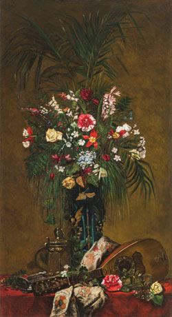 Hugo Charlemont | Still life with flowers and lute (Circa 1890) | MutualArt