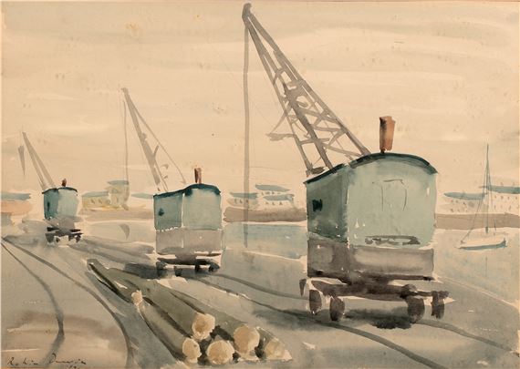 Robin Darwin | Quayside Cranes | MutualArt