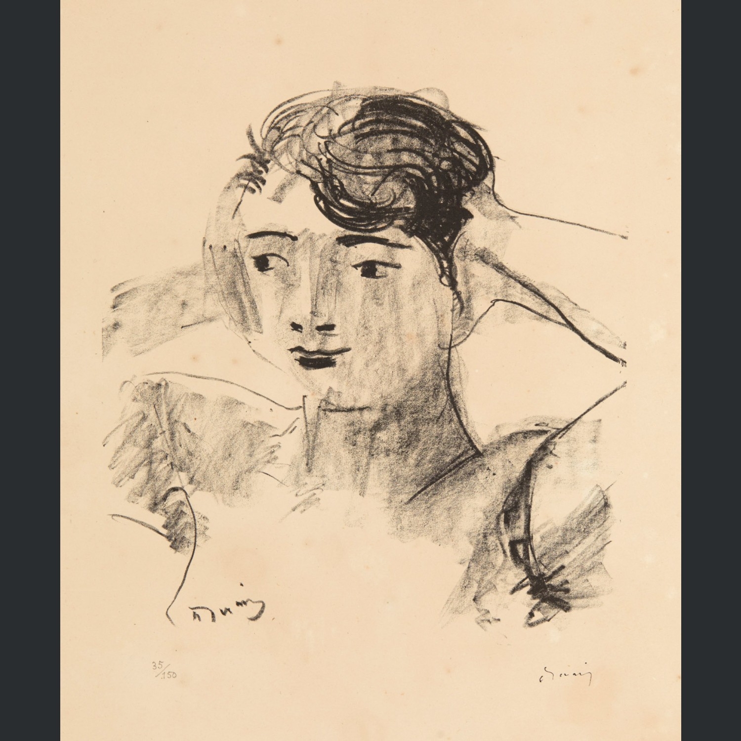 André Derain | Tête de femme aux yeux clairs de face avec les deux ...