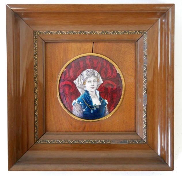 Paul Bonnaud | Oval medallion representing a woman with a Neo-Renaissance type bust in ...