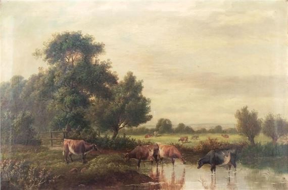 J.B. Cook | Grazing & Drinking Cattle | MutualArt
