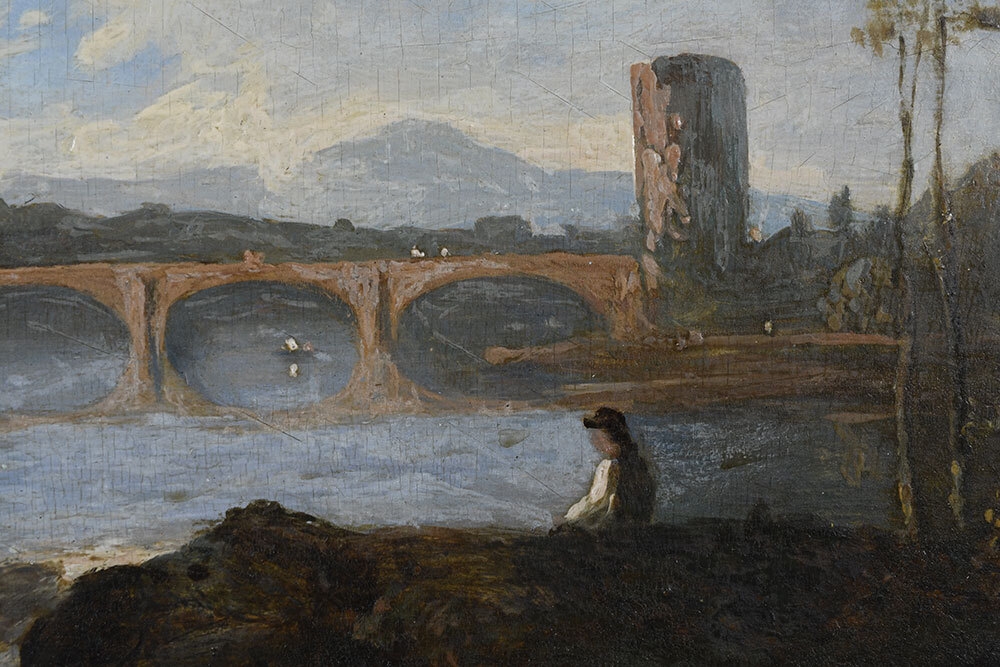John Thomson of Duddingston | Riverscape with Bridge and Tower | MutualArt