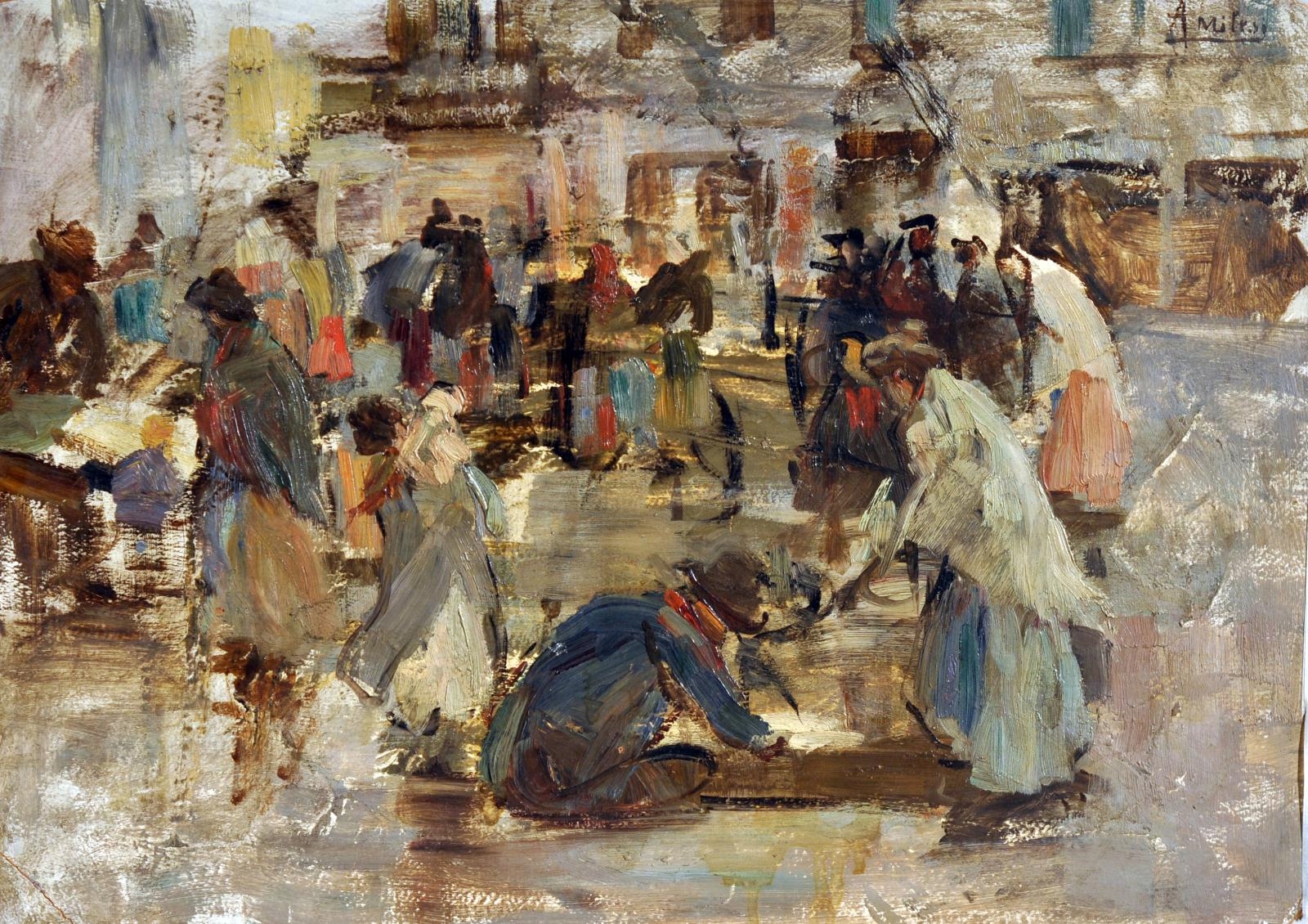 Alessandro Milesi | Bozzetto del Dipinto la Barca del Papà | MutualArt