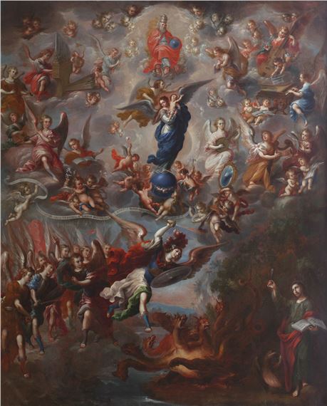 Nicolás Enríquez | Apocalipsis de la Virgen con San Miguel arcángel y ...