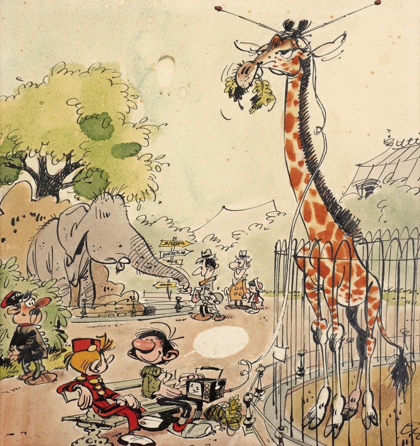 André Franquin | Gaston and Spirou at the zoo | MutualArt