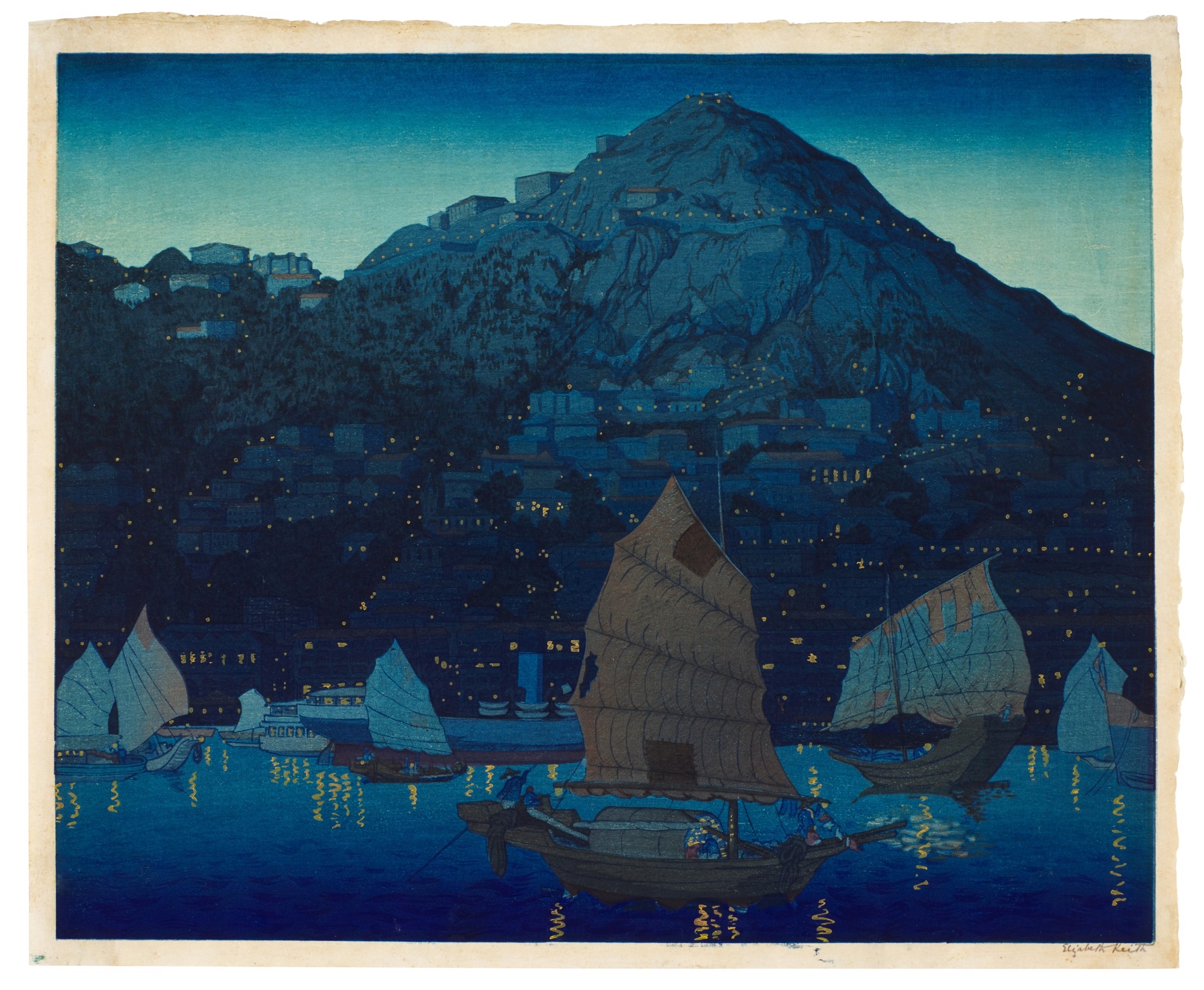 Elizabeth Keith | ELIZABETH KEITH (1887-1956) HONG KONG HARBOUR, NIGHT ...
