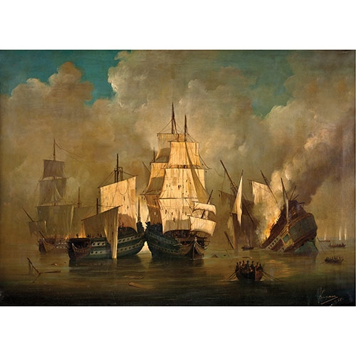 Spanish School, 20th Century | Batalla naval (1955) | MutualArt