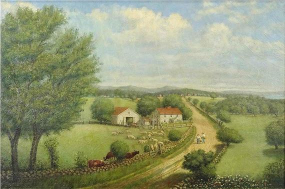 American School, 18th Century | New England Farm Scene | MutualArt