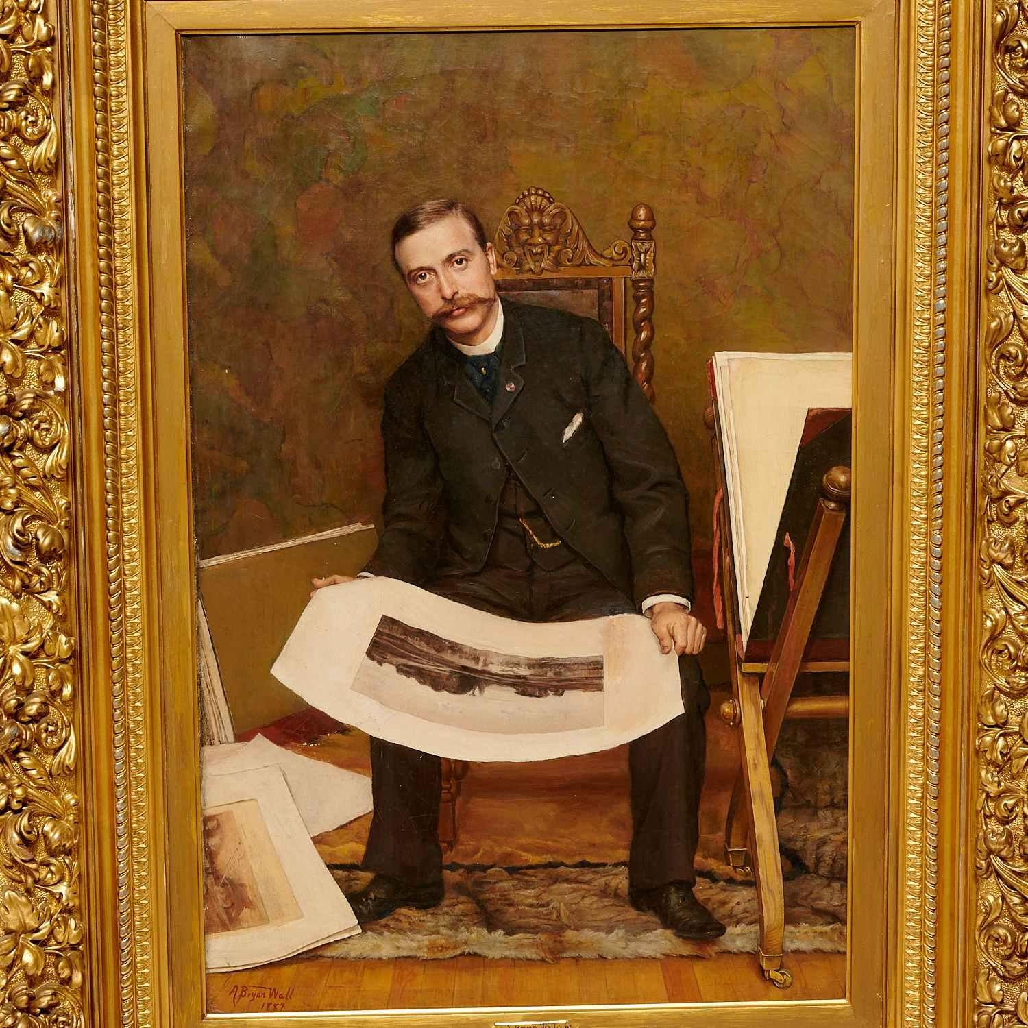 Alfred Bryan Wall | Portrait of the Artist with Portfolio (1887 ...