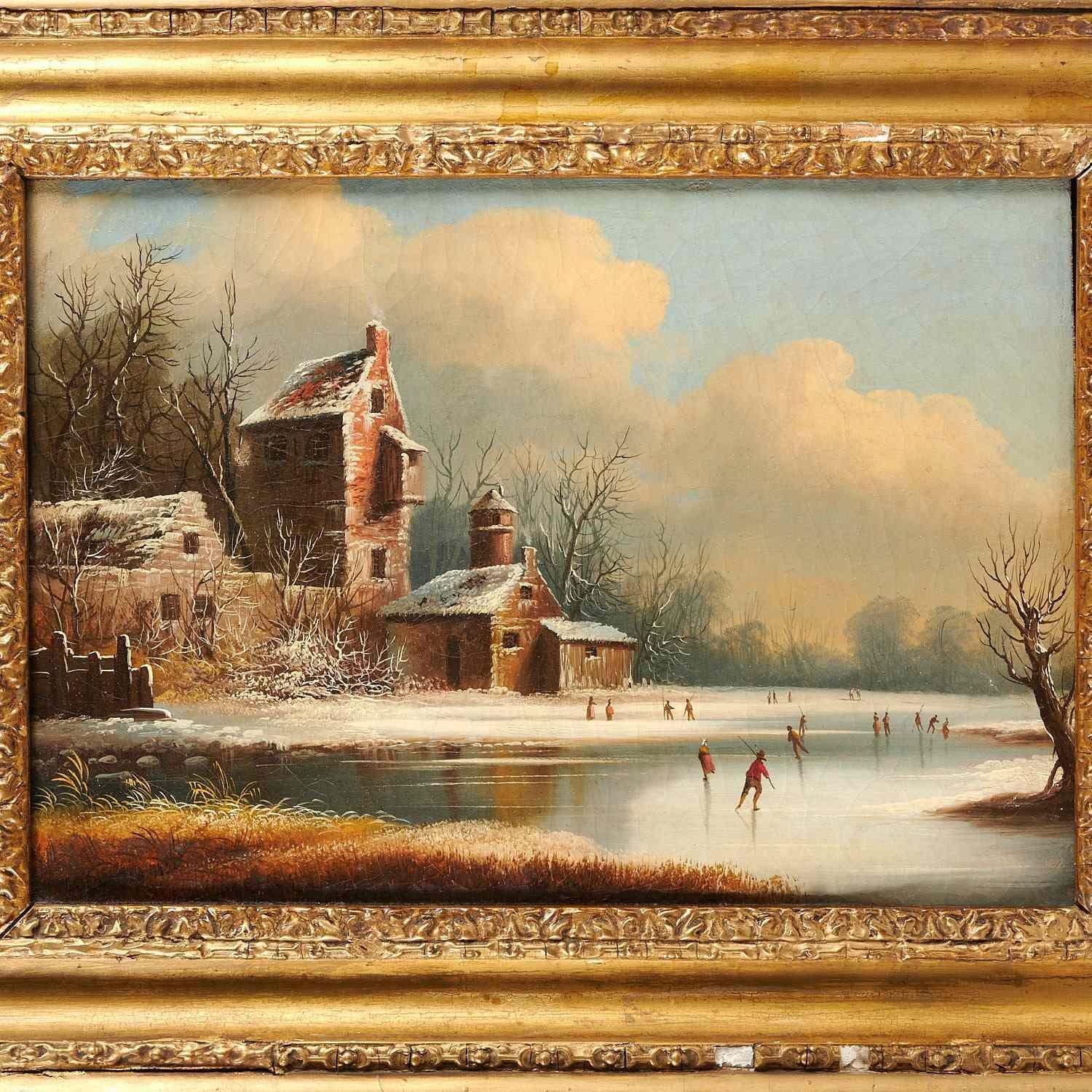 Edmund C. Coates | Ice skaters on a Pond (1851) | MutualArt