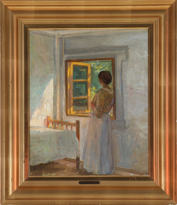 Eiler Sørensen | A woman standing by an open sunlit window | MutualArt