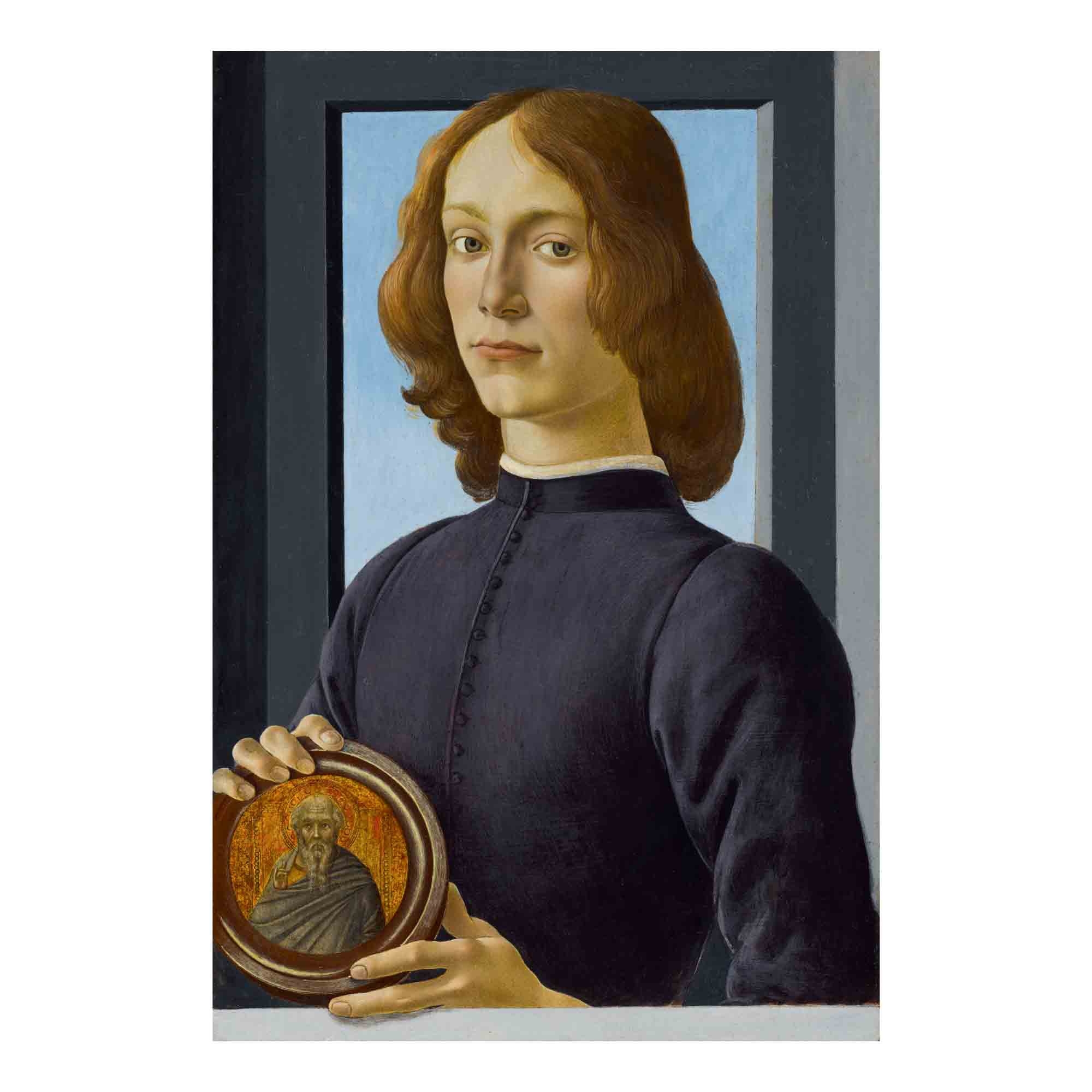 Sandro Botticelli | Portrait of a young man holding a roundel | MutualArt