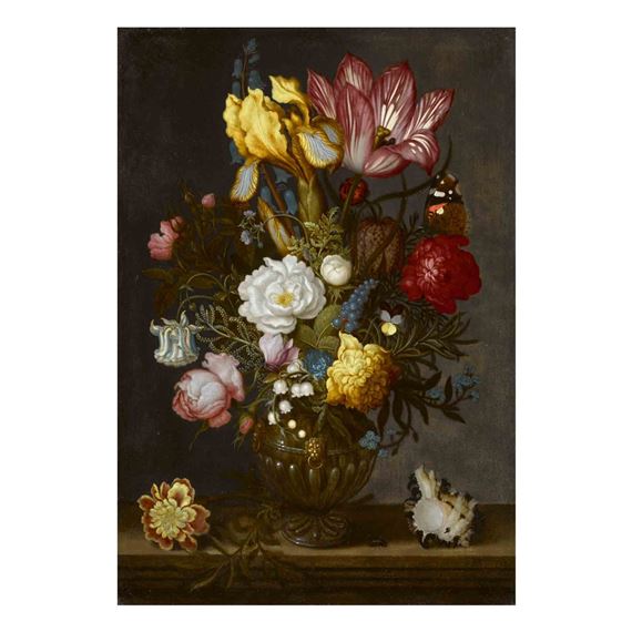 Ambrosius Bosschaert the Elder | A still life of white and red roses, a ...