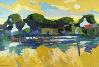 Gwilym Prichard | French landscape with buildings in summer (Circa 1990 ...