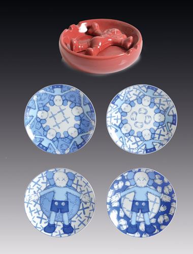 KAWS | Six works: Saucers (5) ; Original Fake Ashtray | MutualArt