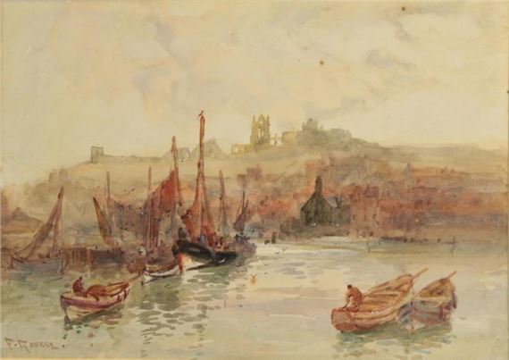 Frank Rousse | A view of Whitby Abbey from the Harbour | MutualArt