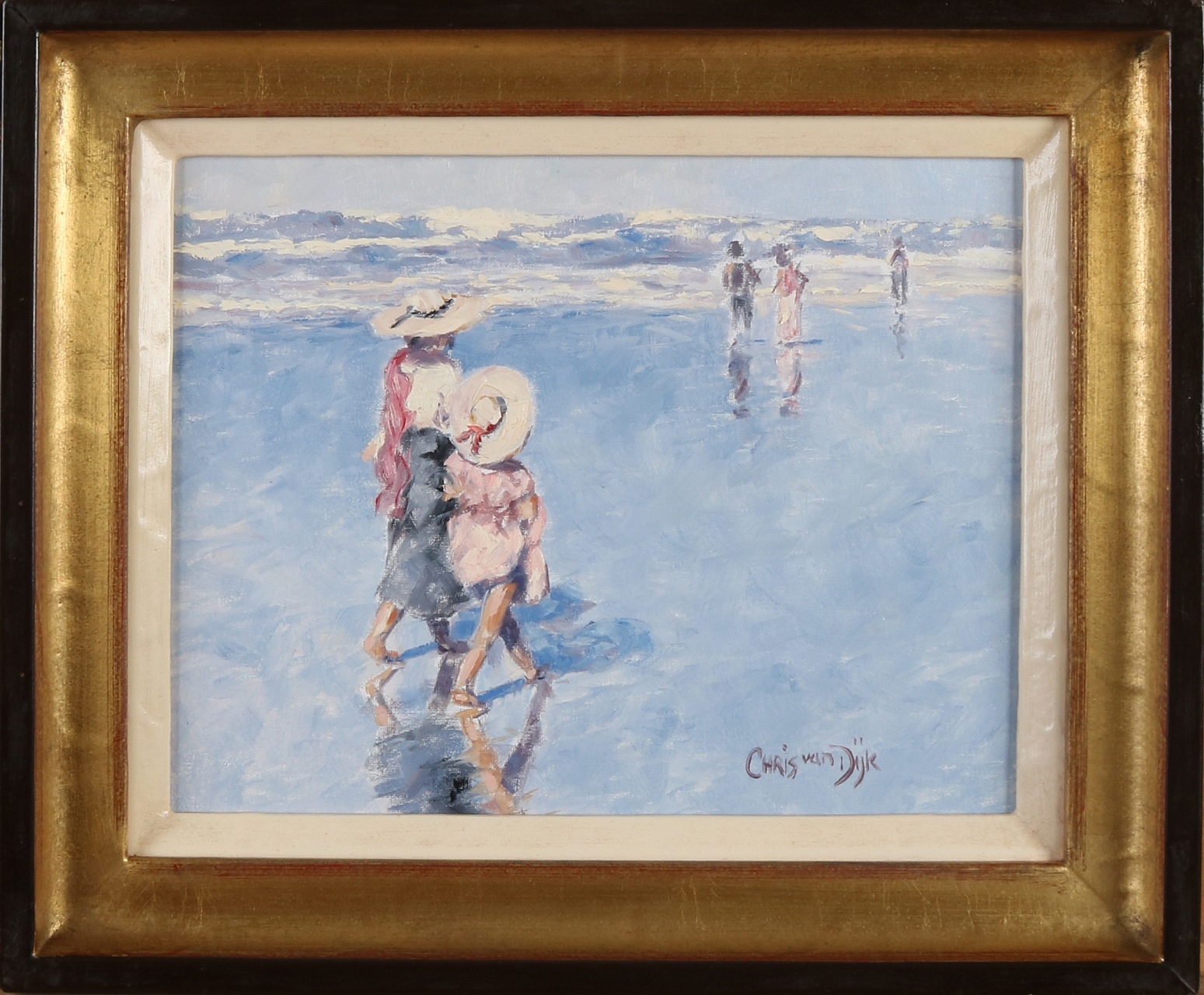 Chris Dijk | Figuren met hoeden op het strand (Big Hats) (1952) | MutualArt