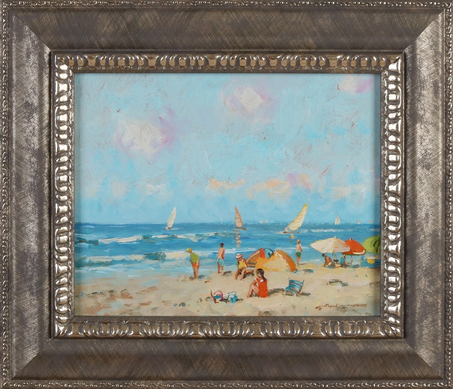 Johannes Jacobus Hendrikus van Leeuwen | Strandgezicht Scheveningen met vele figuren (21 ...